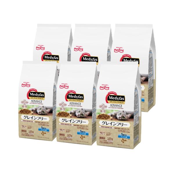 メーカー：ペットライン メーカー画像　メディファス　アドバンス　グレインフリー　１歳から　フィッシュ味　１．２５ｋｇ（２５０ｇ×５袋）×６　4902418069630　猫用　猫用品　猫　ねこ　キャットフード　フード　えさ　餌　ドライフード　...