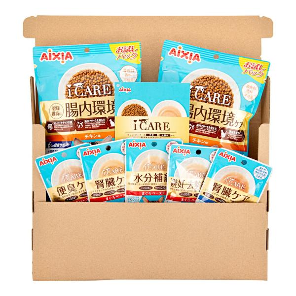メーカー：アイシア ネコポス　ｉＣＡＲＥ　キャットドライ　チキン味　２００ｇ＋パウチ５種セット　２袋おまけ　2250003715700　20251204　ｙ25ｍ12　mikari　猫用　ねこ用　猫フード　キャットフード　猫餌　猫えさ　ペー...