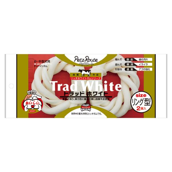 メーカー：ペッツルート ペッツルート　トラッドホワイトガム　リング型　２個入　犬　おやつ　イヌ　dogfood　ドッグフード　ドックフード　間食　ご褒美　ごほうび　しつけ　スナック　固い　固め　しっかり　リング　わっか　輪っか　ガム　ホワイ...