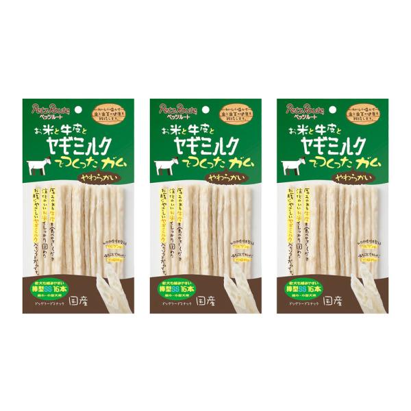 メーカー：ペッツルート メーカー画像　ペッツルート　お米と牛皮とヤギミルクでつくったガム　棒型SS　16本　犬　おやつ　4984937684532　犬フード　いぬ　犬おやつ　お米　ガム　牛　牛皮　うし　ヤギ　山羊　山羊ミルク　ヤギミルク　米...