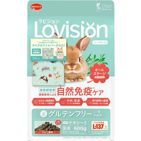 メーカー：日本ペットフード メーカー画像　ラビジョン　ラビットフード　オールステージ　６００ｇ　4951761532124　Lovision　日本ペットフード　小動物　小動物用　小動物フード　おやつ　オヤツ　エサ　えさ　餌　フード　ドライフ...
