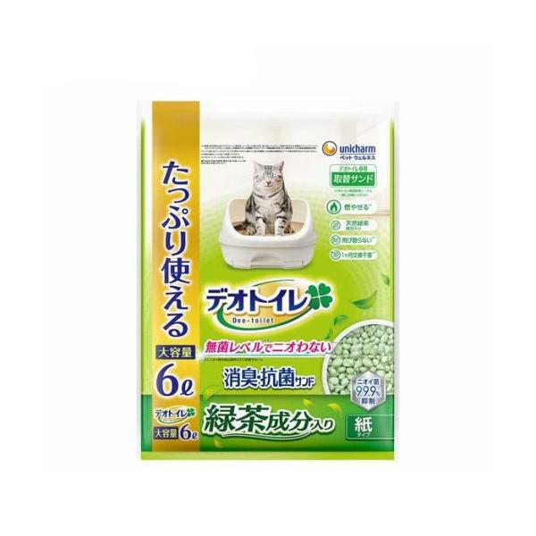 メーカー：ユニチャーム 大容量　デオトイレ　消臭・抗菌サンド　緑茶成分入り　６Ｌ　猫用　サンド　おしっこ　ペット用品　ユニチャーム　猫　猫砂　猫用品　トイレ　トイレ砂　消臭　ニオイ　ネコトイレ　猫トイレ　紙砂　紙タイプ　固まらない　香料　猫...
