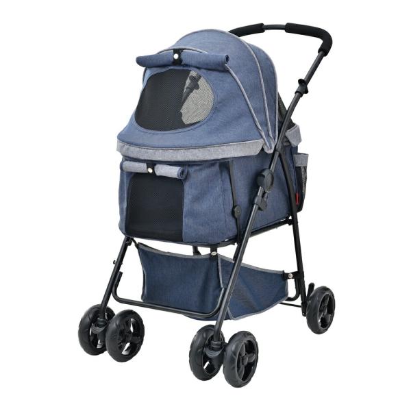 メーカー：ジェックス ＧＥＸ　わんわんカート多頭用　ＤＸｐｌｕｓ-Ｎ　デニム×グレー　4972547929228　ペットカート　犬　犬用品　カート　手押し車　ワンタッチ　サスペンション　メッシュ窓　小型犬　バスケット　ポケット　デニム　キャ...