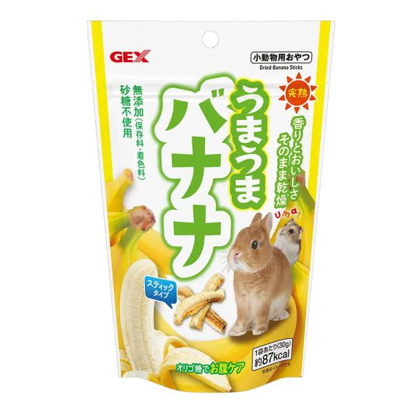 メーカー：ジェックス y26m03　ＧＥＸ　うまうまバナナ　３０ｇ　4972547046734　小動物　オヤツ　おやつ　コミュニケーション　ドライフルーツ　バナナ　フルーツ　ウサギ　モルモット　ハムスター　デグー　チンチラ　手渡し　フリーズ...