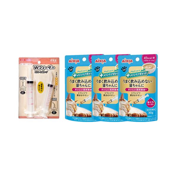 メーカー：用品セット アイシア　メディケアキャット　シリンジで飲ませやすい　まぐろペースト　３０ｇ×３袋　＋　シリンジ付き　2250003774523　うまく飲み込めない猫ちゃんに　4580101262645　MCP-3　猫フード　キャット...