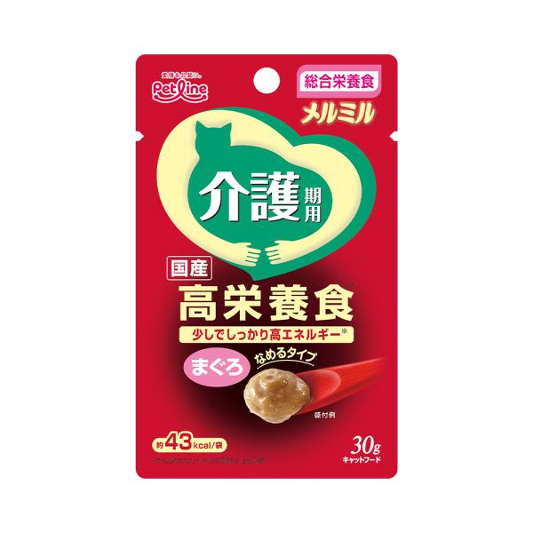 メーカー：ペットライン 2017autumn_petline　nych　4902418998787　ペットライン　キャネット　メルミル　介護期用　まぐろ　３０ｇ　国産　キャットフード　猫フード　ウェットフード　猫用　ネコ用　鮪　介護　シニア...