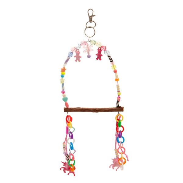 メーカー：(株)リーフ Leaf Corp _animal　トリ　鳥　インコ　オウム　セキセイインコ　コザクラインコ　オカメインコ　ウロコインコ　小型インコ　中型インコ　おもちゃ　バードトイ　カラフル　止まり木　ブランコ　吊り下げ　ビーズ　...