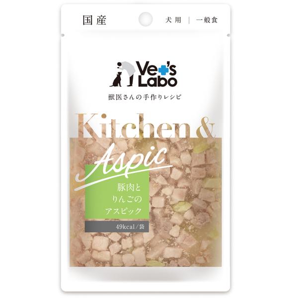 メーカー：ＪＰＣ Vet's　Labo　Kitchen&amp;Aspic　豚肉とりんごのアスピック　80g　4560191497257　20230529　y23m05　mura　犬用　犬　いぬ　ドッグ　_dog　ドッグフード　犬フード　フ...