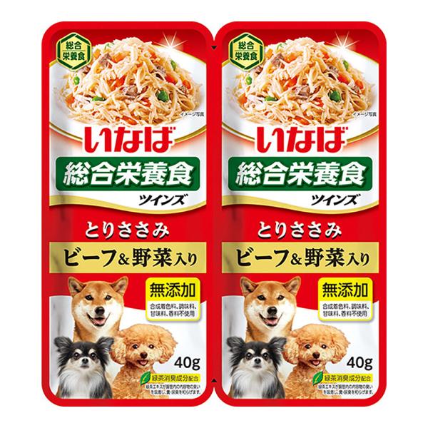 メーカー：いなば 犬　ドッグフード　ウェットフード　ウエットフード　餌　エサ　ごはん　ご飯　パウチ　いなば　Twins　ツインズ　とりささみ　ビーフ&amp;野菜入り　80g40g×2　TW-01　20110326　OSH　チキン　鶏　ささ...