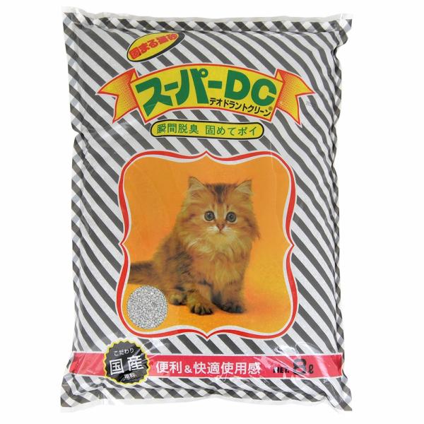メーカー：スーパーキャット _neko　4973640001514　スーパーキャット　スーパーＤＣ　８Ｌ　猫用品　猫砂　猫　トイレ　猫トイレ　流せない　固まる　鉱物　ベントナイト　消臭　おしっこ　吸収　トイレ砂　砂　20190523　ｋｓｚｋ