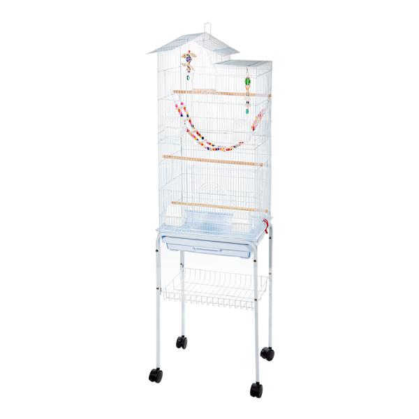 メーカー：(株)リーフ Leaf Corp minimalcages　小鳥の広々ケージ　幅４６ｘ奥行き３６ｘ高さ１００ｃｍ　おもちゃ付き　台あり　4582645941406　鳥用品　鳥　ケージ　飼育ケージ　金網　小型インコ　鳥かご　鳥籠　小...