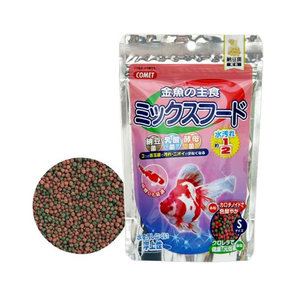 メーカー：イトスイ _aqua　金魚・メダカ　コメット　金魚の主食　ミックスフード　納豆菌　９０ｇ　4971453055755　20180713　ＫＫ　カロチノイド　色揚げ　乳酸菌　酵母菌　浮上性　顆粒　金魚　きんぎょ　エサ　餌　アクアリウ...