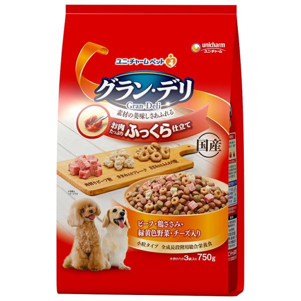 メーカー：ユニチャーム de20_unigr　_dog　グラン・デリ　ふっくら仕立て　ビーフ・鶏ささみ・緑黄色野菜・チーズ・角切りビーフ粒入り　７５０ｇ　4520699654224　20191015　ＧＢＮＭ　ドッグフード　セミモイスト　セ...