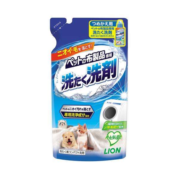 メーカー：ライオン 4903351003897　ライオン　ペットの布製品専用　洗たく洗剤　詰め替え用　３２０ｇ　犬用品　猫用品　小動物用品　犬　いぬ　猫　ねこ　うさぎ　兎　モルモット　チンチラ　デグー　ハムスター　リス　ネズミ　ハリネズミ　...