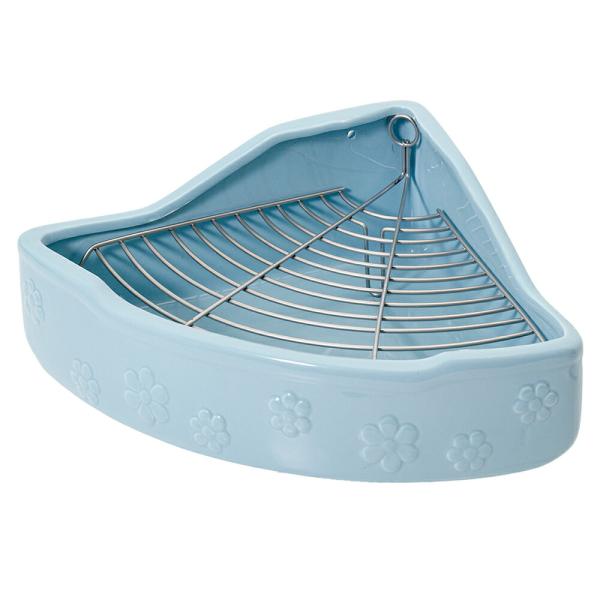 メーカー：fuu ｆｕｕ　陶器　お花模様のトワレ　ブルー　4573298440170　20210920　ｙ21ｍ09　wakaoo　小動物　チンチラ　モルモット　うさぎ　フェレット　トイレ　トワレ　花柄　三角　衛生的　衛生管理　うさぎ用品　...