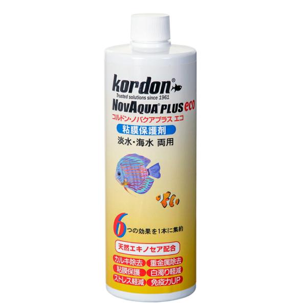 メーカー：コルドン コルドン　ノバクア　プラス　エコ　4571171610245　20230227　ｙ23ｍ02　mura　アクア用品　アクアリウム用品　アクアリウム　淡水　海水　用品　観賞魚　水質　水質調整剤　水替え　粘膜　エラ　保護　バ...