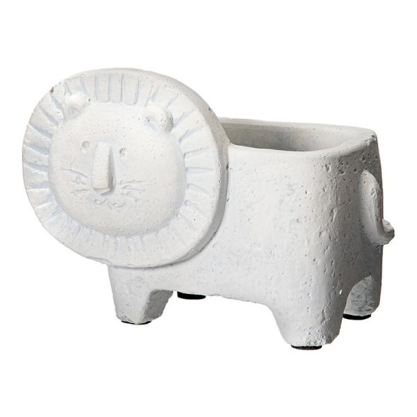 メーカー：友膳 多肉植物　植木鉢　鉢　ガーデニング用品　リオンスフェールワイド　ＭＷ　ホワイト　4515684681088　20230424　ｙ23ｍ04　mura　園芸用品　ガーデニング　園芸　グリーン　ポット　穴あり　アニマルモチーフ　...