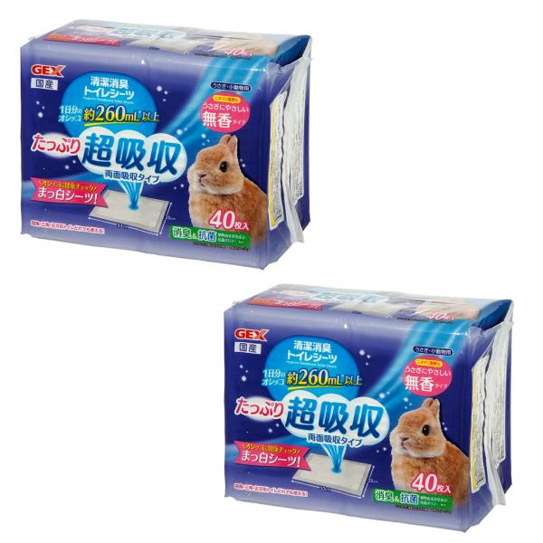 メーカー：ジェックス mlmfkline　gexrabiret　_animal　ＧＥＸ　Ｔｏｐ　Ｂｒｅｅｄｅｒ　清潔消臭トイレシーツ　４０枚入り×２　小動物　トイレ用品　うさぎ　兎　フェレット　モルモット　チンチラ　デグー　トイレタリー　ト...