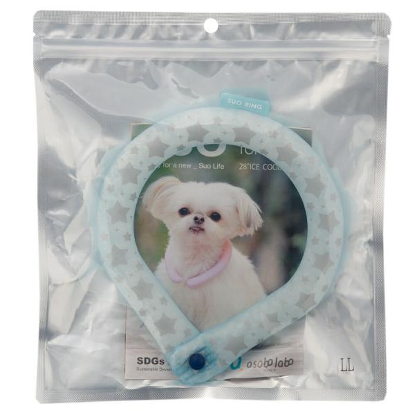メーカー：SUO ＳＵＯ　２８°ＩＣＥ　２０２３　ＳＵＯリング　ボタン付き　ＬＬＢ　ブルーリフレクター　4573513077297　20230724　ｙ23ｍ07　Y.K.　犬　いぬ　犬用　いぬ用　ドッグ　dog　犬用品　用品　夏物　涼感　...