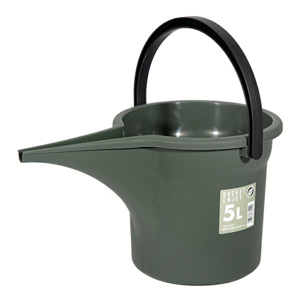 メーカー：大和プラスチック 大和プラスチック　バケツ・エンジョイ　５型　モスグリーン　4903266731199　20240221　y24ｍ02　akst　バケツ　ばけつ　エンジョイ　目盛り付き　目盛り　メモリ　注ぎ口付き　注ぎ口 5L　モ...