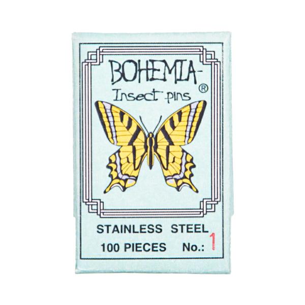 メーカー：六本脚 標本針　BOHEMIA　InsectPins　1号　100本入り　長さ38mm　標本用品　標本　昆虫用品　ボヘミア　蝶　針　展翅　チェコ製　海外製　チョウ　チョウチョ　蝶々　ガ　蛾　小型　極細　有頭　ピン　虫　虫ピン　洋針...