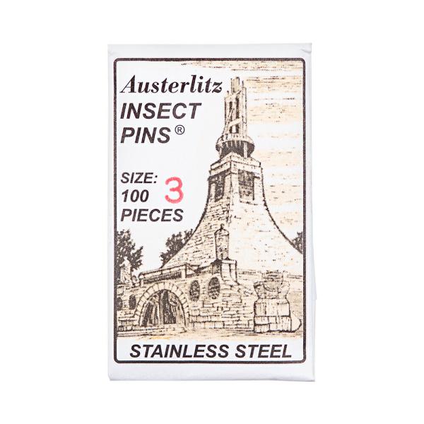 メーカー：六本脚 標本針　Austerlitz　Insect　Pins　3号　38mm　標本用品　標本　昆虫用品　蝶　針　展翅　チェコ製　海外製　チョウ　チョウチョ　蝶々　ガ　蛾　有頭　ピン　虫　虫ピン　洋針　ステンレス　昆虫標本　展足　ナ...