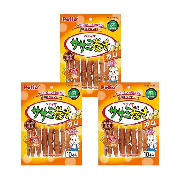 メーカー：ペティオ _dog　ペティオ　ササミ巻きガム　10本入　ドッグフード　犬フード　ペットフード　犬　イヌ　おやつ　間食　スナック　犬エサ　ガム　デンタルケアガム　ジャーキー　ささみ巻き　鶏ササミ　鶏肉　鶏　チキン　牛皮ガム　スティッ...