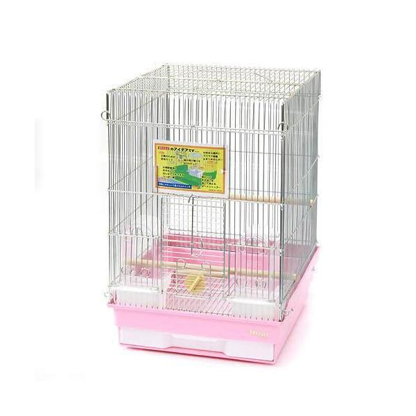 メーカー：ＨＯＥＩ minimalcages　cage　35tnrg　pink　sfset　小動物　鳥　幅４０ｃｍ〜　奥行３０ｃｍ〜　高さ５０ｃｍ〜　豊栄　３５手のり　ピンク　銀色メッキ　ゲージ　セキセイインコ　コザクラインコ　ＨＯＥＩ　2...