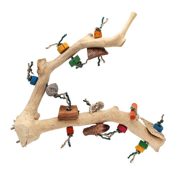 メーカー：(株)リーフ Leaf Corp bnr07parrot　インコ・オウムのおもちゃ　天然木のおもちゃ付きパーチ　Ｌサイズ　4589498996164　トリ　鳥　インコ　オウム　コザクラインコ　オカメインコ　ウロコインコ　中型インコ...