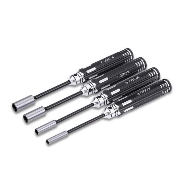 POHZE ナットキーソケットドライバー 六角精密ナットドライバー RC用 4個セット（4mm 5.5mm 7mm 8mm）商品コード：49046897868型番：00058【長いサービス時間】:ソケット六角ソケットレンチ、巧みに作られたハ...