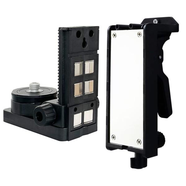 Danpon レーザー墨出し器用 マグネット式クランプ ウォールブラケット 磁石付き 軽天ホルダー 上下可動式 360°回転および微調整 固定器具商品コード：49048457213型番：wallbracketカラー：ブラック【気泡管が付き・...