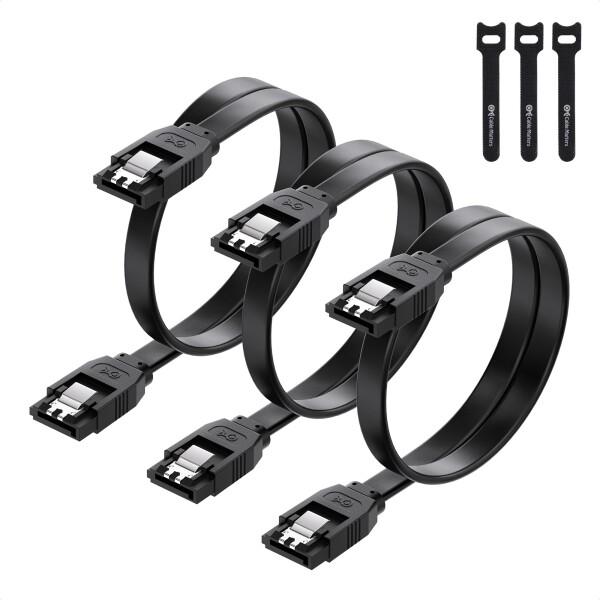 Cable Matters 3本セッ 6Gbps SATA ケーブル - 45cm（ストレート型）、SSDとHDDシリアル ATA3 ケーブル、 SATA 3コード、結束バンド付き、ブラック商品コード：49063166902型番：10400...
