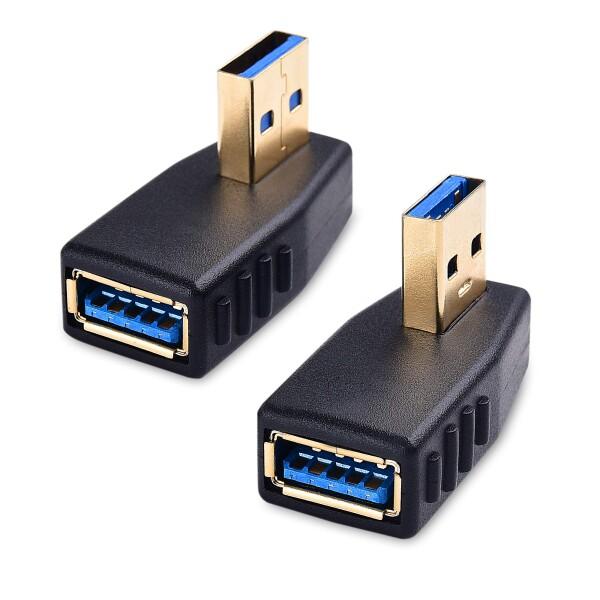 Cable Matters 2個セット USB L字 アダプタ、左向きと右向き、5Gbps超高速USB 3.0アダプタ L型、タイプA オス メス 直角90度商品コード：49063167182型番：202062x2サイズ：2個セット【接続の...