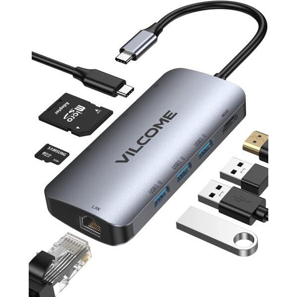 USB C ハブ Vilcome 8in1 Type C ハブ マルチポート 変換 アダプター ドッキングステーションMacBook Pro/ Mac Book Air/ iPad Pro 2018 2020/ Dell XPS 15 13...