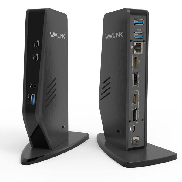 WAVLINK 縦置きUSB-Ｃ ユニバーサルドッキングステーション PD 65W デュアル4K/シングル5K Displays 2つのDP/2つのHDMIポート出力 拡張モード/ミラーモード 3つの USB-A/2つのUSB-Ｃポート下位...