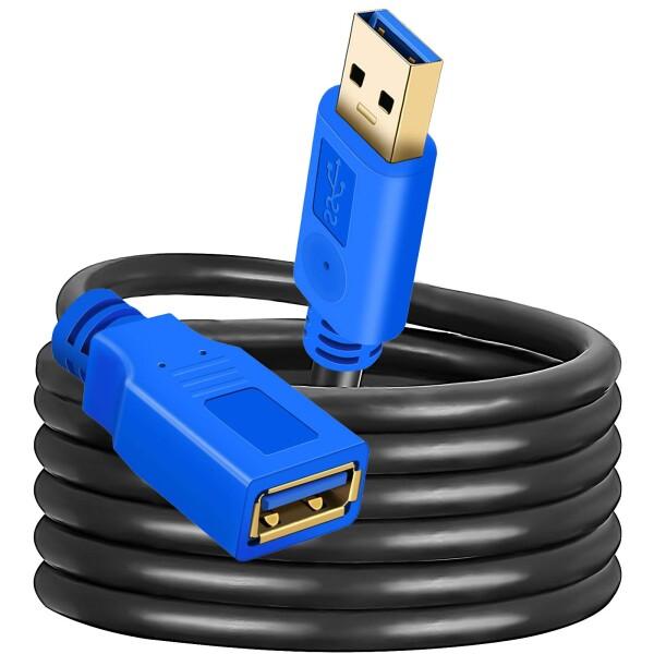 USB 3.0延長ケーブル0.5m、Hanprme USB 3.0高速エクステンダーコードタイプAからメス、プレイステーション用、Xbox、USBフラッシュドライブ、カードリーダー、ハードドライブ、キーボード、プリンター、(0.5m/2パッ...
