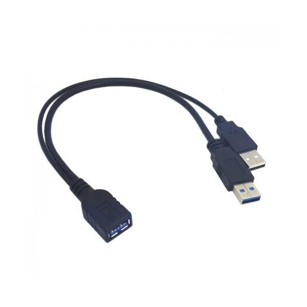 JsER電源追加データブラックUSB 3.0メスtoデュアルUSBオスのY延長ケーブル2.5インチモバイルハードディスク商品コード：49063179262型番：U3-255-XYカラー：ブラック黒のUSB3.0メスからデュアルUSBオスへの...