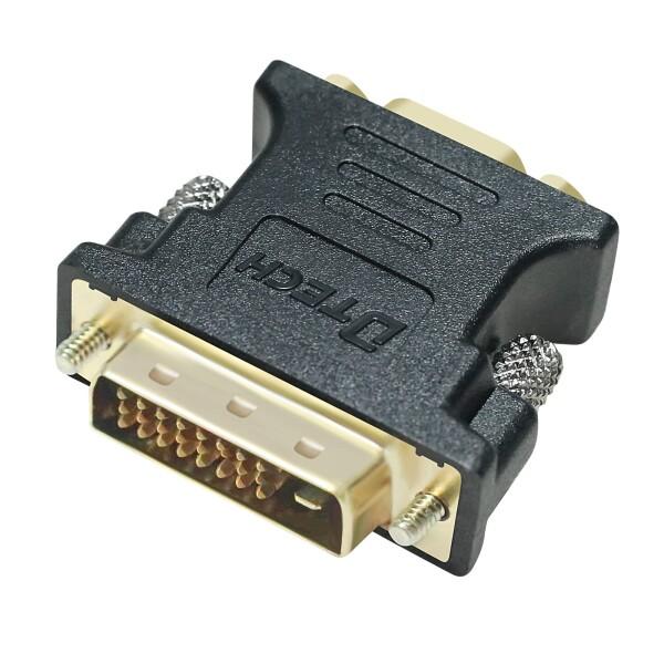 DTECH DVI VGA 変換 アダプター DVI-D (24+1) オス to VGA (ミニ D-Sub 15ピン) メス コンバーター 単方向伝送 フルHD 1080p 25ピン D-sub 15ピン 変換 プラグ 中継 延長 コネ...