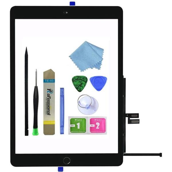 ブラック iPad 9 2021 第9世代タッチパネルデジタイザー 交換対応 A2602 A2603 A2604 A2605 ホームボタン、カメラホルダー、プレインストール接着剤、工具修理キット商品コード：49063182663iPad 9...
