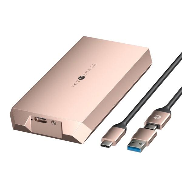 SETMSPACE M.2 SSD 外付けケース40 Gbps「タフガイ」対応Thunderbolt 3/4 M-Key PCIe NVME 2280 SSD用USB 4 M.2 SSDケース、ネジ固定式ソリッドアルミ合金エンクロージャ、U...