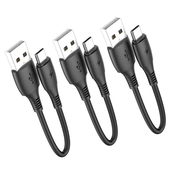 マイクロUSBケーブル0.15mショートコード、HOTNOW (3本、15cm) Android Micro USB Charger Galaxy S7 S6 S7 Edge S5、Note 5、PS4、PowerBankなどの耐久性のある...