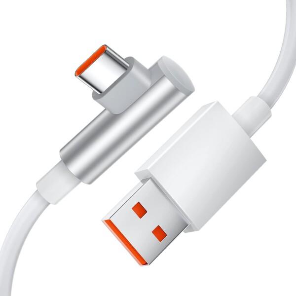 USB Type-C ケーブル 6A 120w Xiaomi専用 USBC ケーブル 急速充電 1.8m L字型 対応xiaomi 12 11Tpro/Redmi Note 11/Black Shark turbo charge/ハイパーチ...