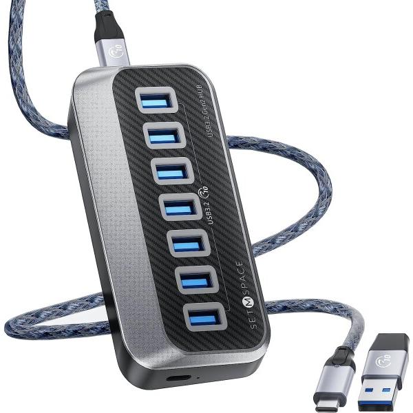 SETMSPACE usbハブ 3.0 7ポート 10Gbps 高速転送 ミニマリスト ハブ type-a ケーブル50CM (7*USB A)商品コード：49063187450型番：SETMSPACE-ZMG2-7A-05-BKサイズ：7...