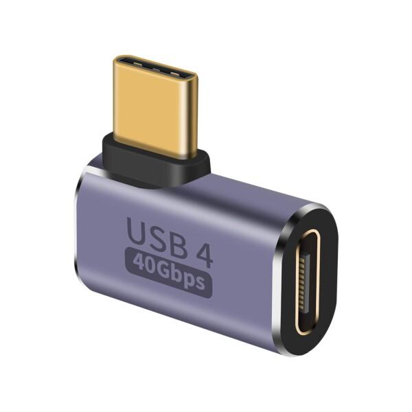 Duttek USB Type C 変換アダプタ, 40Gbps L字 USB Cアダプタ、90度直角L型USB Cアダプタは8k@60HZと100W 5Aの急速充電をサポート、Thunderbolt 3/4とUSB Type Cインターフ...
