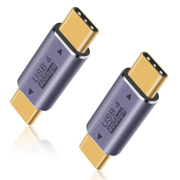 Duttek 40Gbps USB Type-Cオスアダプタ, USB4 Type C 変換アダプタ、USB-C変換アダプタは8k@60HZと100W 5Aの急速充電をサポート、Thunderbolt 3/4とUSB Type Cインターフ...