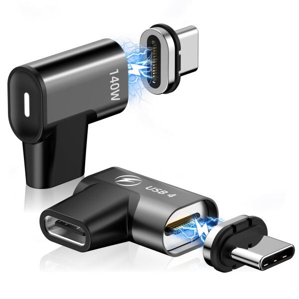 HanCenDa USB-Cマグネット式アダプター (2個セット) 24ピン ストレート 140WのUSB PD充電 USB3.1 20Gbpsのデータ転送 60Hzで8Kの動画 Thunderbolt3 急速充電 磁石 防塵 For Ma...