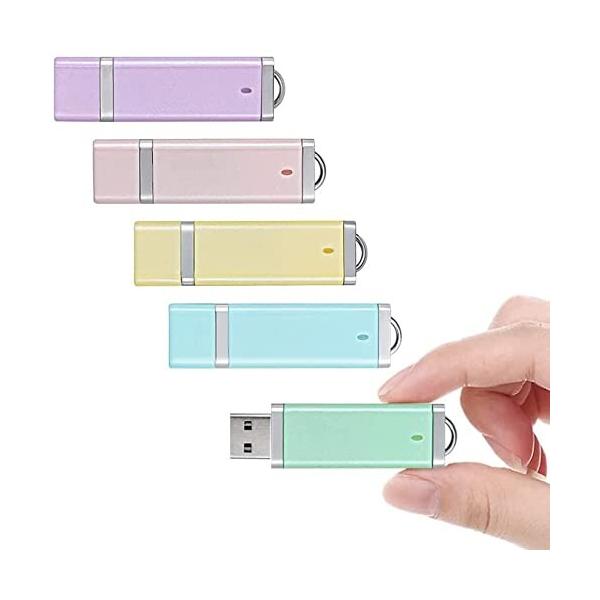 USBメモリ 4GB USB2.0 5個セット KOOTION USBメモリ・フラッシュドライブ キャップ式 コンパクト 軽量 超高速データ転送 大容量 読取り最大60MB/秒データ転送 Windows PCに対応 (五色：青、紫、緑、黄色...