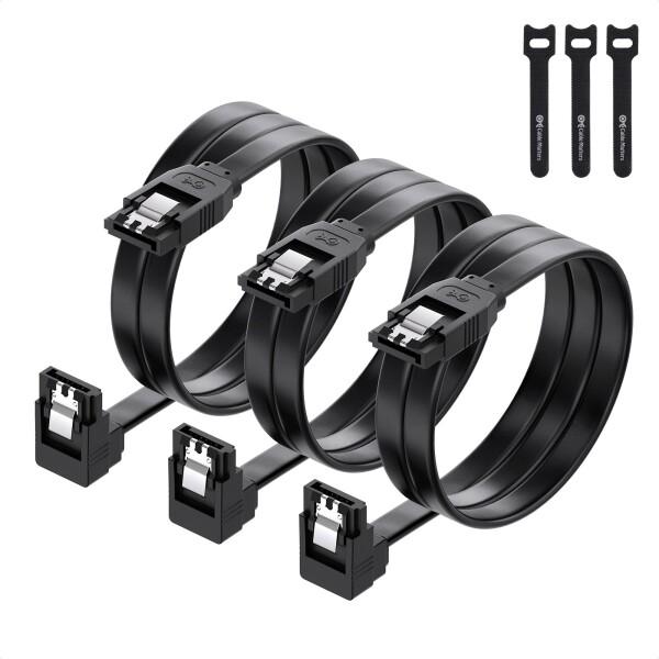 Cable Matters 3本セッ 6Gbps SATA ケーブル - 61cm（L型）、ラッチ付き SSDとHDD増設シリアル ATA3 ケーブル、 SATA 3、ブラック商品コード：49069105823型番：104008-BLK-2...