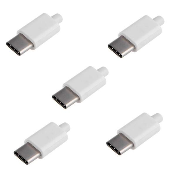 CHENYANG CY 5セット DIY 24ピン USB 3.1 Type C USB-C オスプラグコネクター SMTタイプ 3.5mm SR ハウジングカバー付き商品コード：49069106193型番：FBA-U3-350-WH(5p...