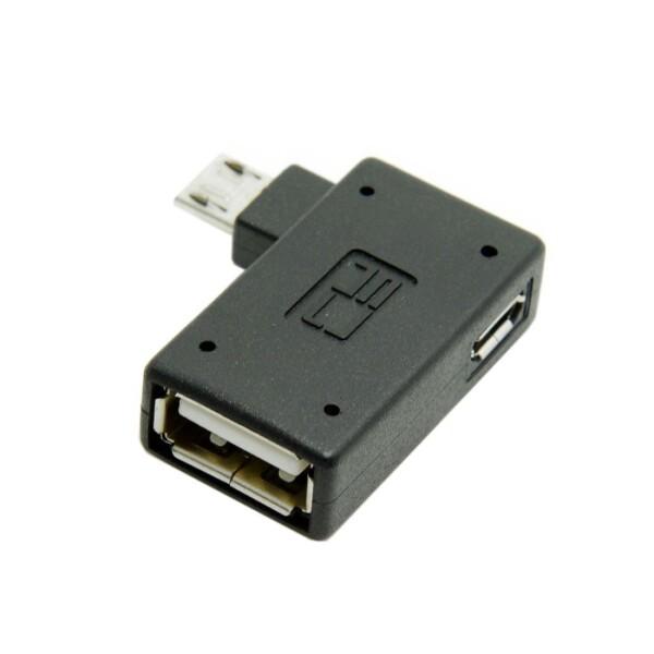 chenyang Micro USB OTG電源アダプター 2イン1 マイクロUSBオス→USB 2.0メス 90度左角度コネクタアダプター商品コード：49069106932型番：BC61783カラー：左向き。予備のUSBケーブルは、USB...